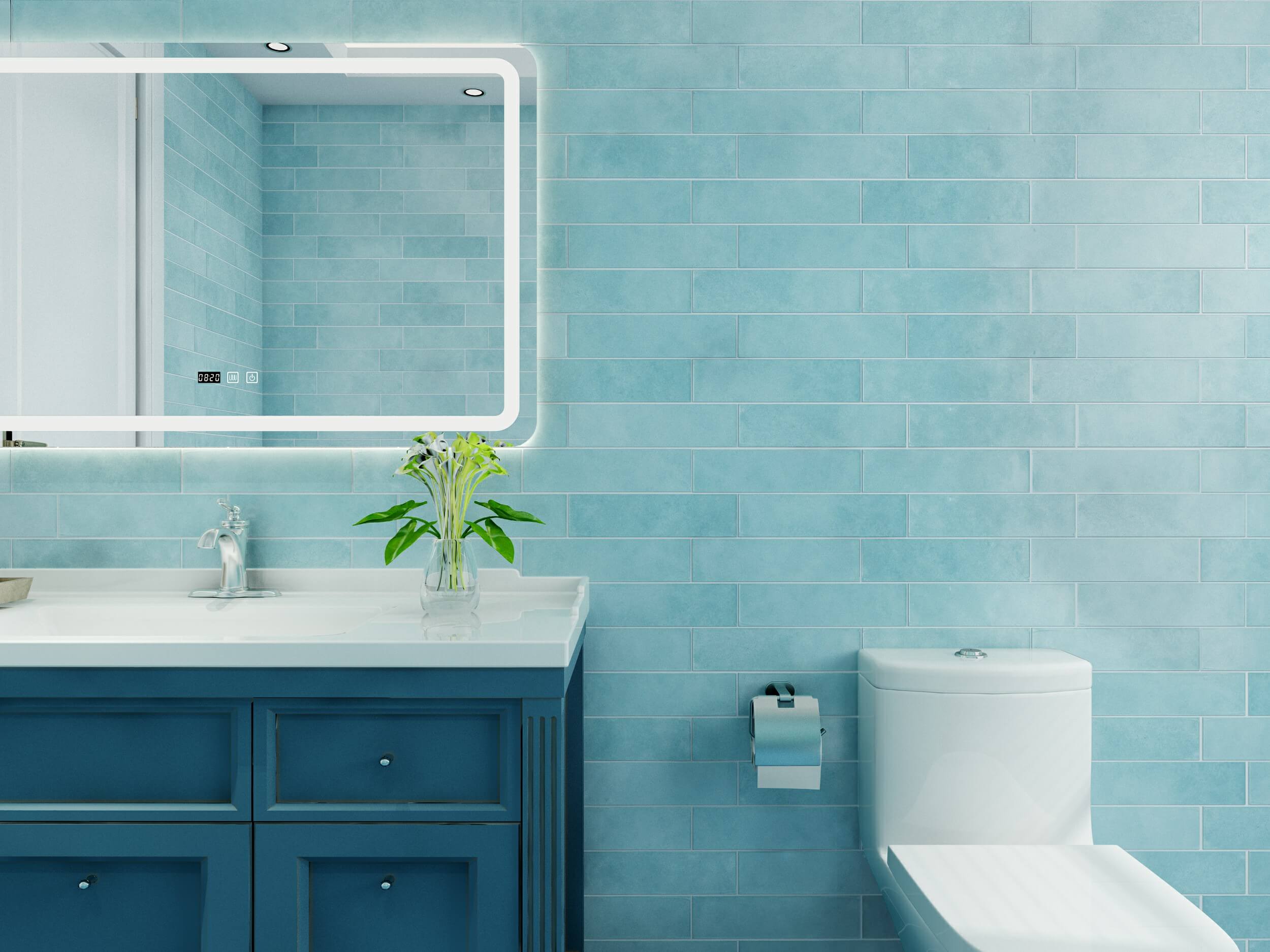 75x300mm 3"x12" Light Blue Matte Ceramic Wall Tiles - Oya Tile ...